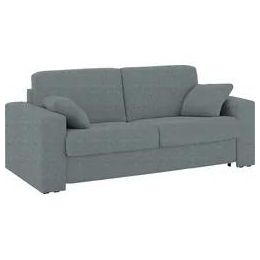 Schlafsofa Home Affaire "Roma Matratzenhöhe 14 cm" Sofas Gr. B/H/T: 200cm x 85cm x 100cm, Luxus-Microfaser weich, Breite 200cm, blau (eisblau) Dauerschlaffunktion, mit Unterfederung, Lattenrost, Matratze