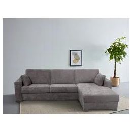 Ecksofa Home Affaire "Roma "L" Dauerschlaffunktion, mit Unterfederung", braun (schlamm), B:300cm H:85cm T:173cm, 100% Polyester, Sofas, Matratzenhöhe 14cm,, Liegemaße ca 163x198 cm, L-Form