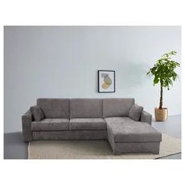 Ecksofa Home Affaire "Roma "M" Matratzenhöhe 14 cm, Dauerschlaffunktion, mit Unterfederung" Sofas Gr. B/H/T: 280cm x 85cm x 173cm, Luxus-Microfaser Lederoptik, Recamiere rechts, Liegefläche: 143 x 198cm, braun (schlamm) Liegemaße ca 143x198 cm, L-Form