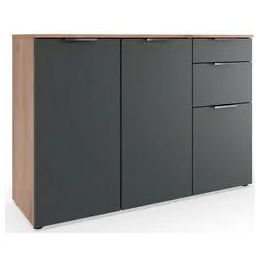 Kombikommode wimex "Level by fresh to go" Sideboards Gr. B/H/T: 122cm x 84cm x 41cm, 2 St., schwarz (front graphit/ korpus plankeneiche nachbildung) 3-türig, mit 2 Schubladen und soft-close Funktion, 122cm breit