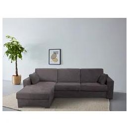 Ecksofa Home Affaire "Roma "M" Matratzenhöhe 14 cm, Dauerschlaffunktion, mit Unterfederung" Sofas Gr. B/H/T: 280cm x 85cm x 173cm, Luxus-Microfaser Lederoptik, Recamiere links, Liegefläche: 143 x 198cm, schwarz Liegemaße ca 143x198 cm, L-Form