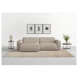 Ecksofa Trendmanufaktur "Braga, mit hochwertigem Kaltschaum, L-Form, in Cord erhältlich" Sofas Gr. B/H/T: 255cm x 72cm x 160cm, Struktur fein JOIZ, Recamiere links, grau (taupe) modernes Sofa, Couch mit hohem Sitzkomfort, 25572160 cm (BHT)