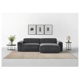 Ecksofa Trendmanufaktur "Braga, mit hochwertigem Kaltschaum, L-Form, in Cord erhältlich" Sofas Gr. B/H/T: 255cm x 72cm x 160cm, Breitcord RIBBON, Recamiere rechts, grau (anthrazit) modernes Sofa, Couch mit hohem Sitzkomfort, 25572160 cm (BHT)