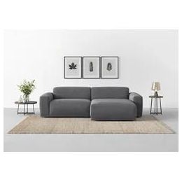 Ecksofa Trendmanufaktur "Braga, mit hochwertigem Kaltschaum, L-Form, in Cord erhältlich" Sofas Gr. B/H/T: 255cm x 72cm x 160cm, Struktur fein JOIZ, Recamiere rechts, grau (dark grey) modernes Sofa, Couch mit hohem Sitzkomfort, 25572160 cm (BHT)