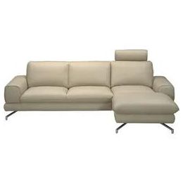 Ecksofa DELA DESIGN "Body L-Form" Sofas Gr. B/H/T: 268cm x 83cm x 165cm, Leder, Longchair rechts, beige inklusive einer Kopfstütze