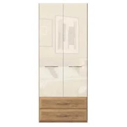 Kleiderschrank Home Affaire "Gala", beige (beige, pacific walnut), B:92cm H:224cm T:56cm, Spanplatte, MDF, Schränke, UV lackiert, kratzfest, hochglänzend, Soft-Close Funktion