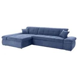 Ecksofa DOMO collection "Moric Luxus - B/T/H 300/172/80 cm, XXL-Format" Sofas Gr. B/H/T: 300cm x 80cm x 172cm, Chenilleoptik, Recamiere links, blau L-Form, 140kg BelastungSitz, in Cord, Chenille, Kunstleder