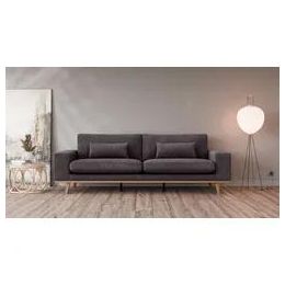 3-Sitzer Home Affaire "Torino B/T/H: 237/91/81 cm" Sofas Gr. B/H/T: 237cm x 81cm x 91cm, Bouclé, grau (anthrazit) mit edlem Holzrahmen, incl. Zierkissen, auch in Bouclé