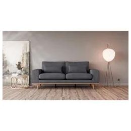 2-Sitzer Home Affaire "Torino B/T/H: 200/91/81 cm" Sofas Gr. B/H/T: 200cm x 81cm x 91cm, Chenille, grau (anthrazit) auch in Bouclé, incl. Zierkissen, mit edlem Holzrahmen