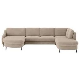 Sit & More Wohnlandschaft SIT & MORE "Soul U-Form" Sofas Gr. B/H/T: 372cm x 90cm x 239cm, Struktur, Ottomane rechts, ohne Funktion, beige wahlweise mit Bett und Bettkasten