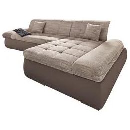 Ecksofa DOMO collection "Moric Luxus - B/T/H 300/172/80 cm, XXL-Format" Sofas Gr. B/H/T: 300cm x 80cm x 172cm, Kunstleder SOFTLUX-Struktur, Recamiere rechts, braun (espresso/beige-braun/braun) L-Form, 140kg BelastungSitz, in Cord, Chenille, Kunstleder