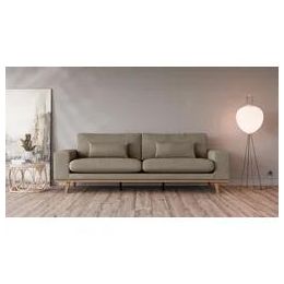 3-Sitzer Home Affaire "Torino B/T/H: 237/91/81 cm" Sofas Gr. B/H/T: 237cm x 81cm x 91cm, Chenille, grau (taupe) mit edlem Holzrahmen, incl. Zierkissen, auch in Bouclé