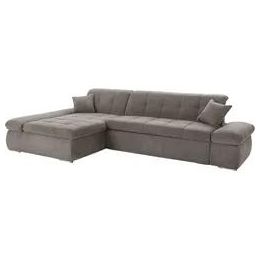 Ecksofa DOMO collection "Moric Luxus - B/T/H 300/172/80 cm, XXL-Format" Sofas Gr. B/H/T: 300cm x 80cm x 172cm, Chenilleoptik, Recamiere links, grau (taupe) L-Form, 140kg BelastungSitz, in Cord, Chenille, Kunstleder