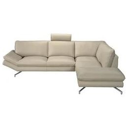 Ecksofa DELA DESIGN "Boavista L-Form" Sofas Gr. B/H/T: 276cm x 83cm x 220cm, Leder, langer Schenkel rechts, beige inklusive einer Kopfstütze