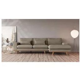 Ecksofa Home Affaire "Torino B/T/H: 282/151/81 cm" Sofas Gr. B/H/T: 282cm x 81cm x 151cm, Chenille, Recamiere rechts, grau (taupe) L-Form, edler Holzrahmen, incl. Zierkissen, auch in Bouclé