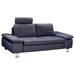 3-Sitzer DELA DESIGN "Fiodora" Sofas Gr. B/H/T: 201cm x 80cm x 94cm, Webstoff, gleichschenklig, blau (dunkelblau) incl. 2 verstellbarer Armlehnen und 1 Kopfstütze