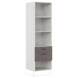 Seitenschrank IMPULS KÜCHEN ""Prag", Breite/Höhe: 60/205,1 cm, mit Soft-Close" Schränke Gr. B/H/T: 60cm x 205,1cm x 57,6cm, grau (beton-optik schiefer dunkelgrau) vormontiert, mit Schubkasten, Auszug, verstellbaren Fachböden