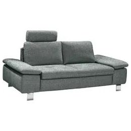 3-Sitzer DELA DESIGN "Fiodora" Sofas Gr. B/H/T: 201cm x 80cm x 94cm, Webstoff, gleichschenklig, grau (hellgrau) incl. 2 verstellbarer Armlehnen und 1 Kopfstütze