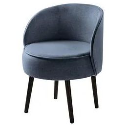 Cocktailsessel Fink "ELLIS", blau, B:55cm H:73cm T:55cm, 100% Polyester, Sessel, mit runder Sitzfläche