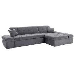 Ecksofa DOMO collection "Moric Luxus - B/T/H 300/172/80 cm, XXL-Format" Sofas Gr. B/H/T: 300cm x 80cm x 172cm, Chenilleoptik, Recamiere rechts, grau L-Form, 140kg BelastungSitz, in Cord, Chenille, Kunstleder