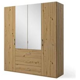 Drehtürenschrank "Henderson", braun (eiche artisan), B:201cm H:223cm T:60cm, Holzwerkstoff, SET ONE BY Musterring, Schränke, mit Spiegel und 3 Schubladen, inkl. Fachböden und Kleiderstangen