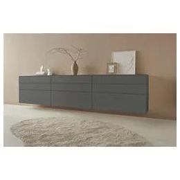 Sideboard LeGer Home by Lena Gercke "Essentials" Sideboards Gr. B/H/T: 336cm x 74cm x 42cm, 6 St., grau (anthrazit) Breite: 335cm, MDF lackiert, Push-to-open-Funktion