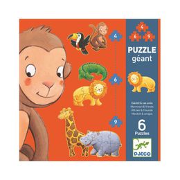 Djeco Puzzle MARMOSET & FRIENDS 4- bis 9-teilig in bunt
