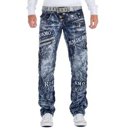 KOSMO LUPO 5-Pocket-Jeans Auffällige Herren Hose BA-KM051 Markante Waschnung und Verzierungen