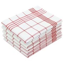 ZOLLNER 5er Set Geschirrtücher Baumwolle 50x70 cm rot-weiß