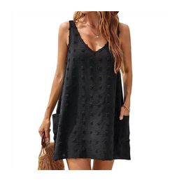 AFAZ New Trading UG Strandkleid Damen Strandkleid mit Taschen V-Ausschnitt Sommerkleid Sommer