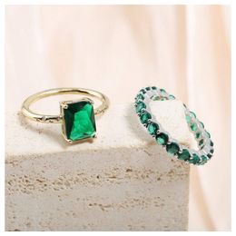 jalleria Fingerring Smaragdring eingelegter High-End-Ring Nischenpersönlichkeit Retro