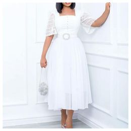 AFAZ New Trading UG Abendkleid Elegantes Damen-Patchwork-Sommerkleid aus Seide (mit Gürtel)