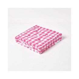 Homescapes Bodenkissen Pink kariertes Sitzkissen 50 x 50 cm
