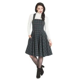 Hell Bunny A-Linien-Kleid Peebles Pinafore Dress Tartan Grün Retro Vintage Schürzenkleid Latzrock