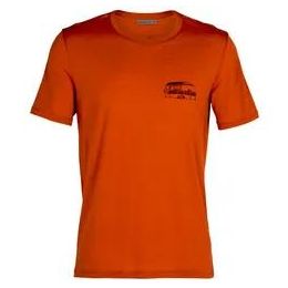 Herren T-Shirt Icebreaker Tech Lite SS Crewe The Good Life L, Roote - orange - L