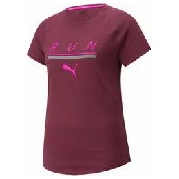 Damen T-Shirt Puma Run 5K Logo Tee Grape Wine L - lila - L