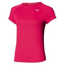 Damen T-Shirt Mizuno Dry Aero Flow Tee Rose Red - Rosa - XS