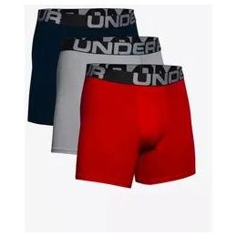 Herren Boxer Shorts Under Armour Charged Cotton 6in 3 Pack-RED S - Rot - S