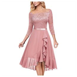 AFAZ New Trading UG Spitzenkleid Abendkleid Damen Lang Glitzer Cocktailkleid Elegant für Hochzeit Off Shoulder Kleid Ballkleid