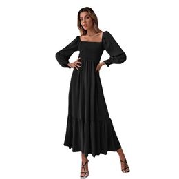 KIKI A-Linien-Kleid Pulloverkleid mit quadratischem Ausschnitt und enger Taille