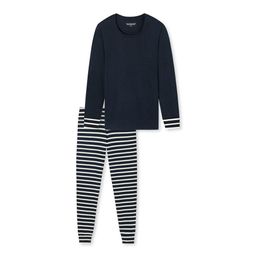 Schiesser Pyjama 'Casual Essentials' Damen Gr&ouml;&szlig;e L nachtblau / wei&szlig; Winterkleid