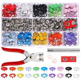 Refttenw Druckknopf 200-St Druckknöpfe Kit mit Zange, 9,5mm, Für DIY Basteln