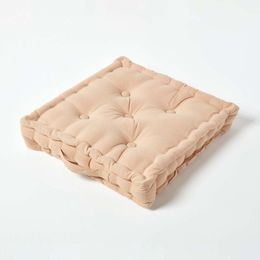 Homescapes Bodenkissen Sitzkissen unifarben beige 40 x 40 cm
