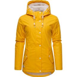 Ragwear Regenjacke Marge warm gefütterter Damen Winter Regenmantel, gelb