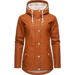 Ragwear Regenjacke Marge warm gefütterter Damen Winter Regenmantel, braun