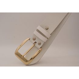 AnnaMatoni Ledergürtel mit goldener Schließe, weiß