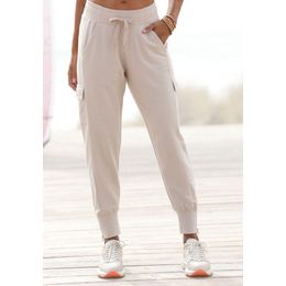 Venice Beach Jogginghose mit seitlichen Taschen am Bein, Cargohose, Sweathose, beige