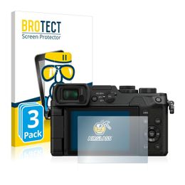 BROTECT Displayschutzglas Schutzglas für Panasonic Lumix DMC-GX8, 3 Stück, Schutzfolie Display Schutz Glas Folie klar, weiß