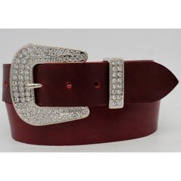 AnnaMatoni Ledergürtel mit silberner Schließe, rot