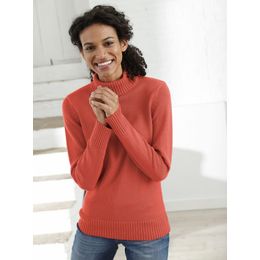 Casual Looks Damen Rollkragenpullover "Pullover", rot, Gr. 46, meliert, unifarben, 50% Baumwolle, 50% Polyacryl, Pullover